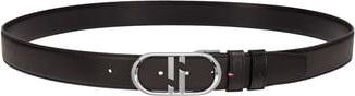 S.T. Dupont Ceinture D Logo r&eacute;versible en cuir lisse et cuir grain&eacute;