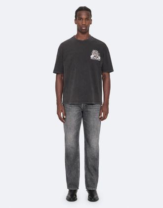 AllSaints Tigress T-Shirt mit Rundhalsausschnitt in verwaschenem Schwarz