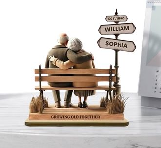 Generic Dekofigur Paar Tischdeko - Modell Zusammen Altern aus Holz, Romantisches Ornament Symbol der ewigen Liebe f&uuml;r Ehefrau, Ehemann und Familie