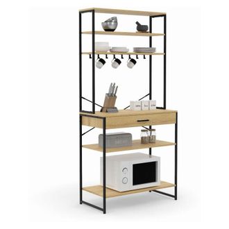 IDMarket Idmarket - Etag&egrave;re de cuisine 80 cm detroit avec tiroir et crochets design industriel
