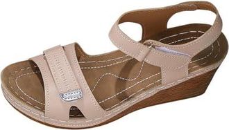 Generic Sandales compens&eacute;es respirantes et d&eacute;contract&eacute;es &agrave; bout ouvert pour femme - &Eacute;l&eacute;gantes - Couleur unie - Polyvalentes - Confortables - L&eacute;g&egrave;res - Sandale