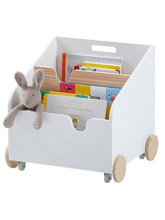 Vertbaudet Coffre bibliothèque à roulettes Ligne SCHOOLblancTU