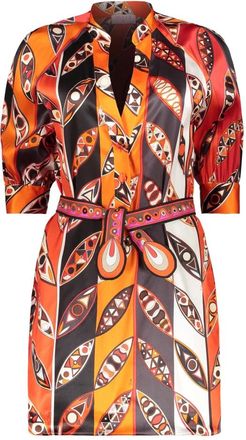 Pucci Femme, Robes, Multicolore, Taille: 36 FR Robe en soie &agrave; manches courtes