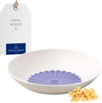 Villeroy & Boch Fleur bleu Pastaschale blau, Spülmaschinenfest, Mikrowellensicher, Schale für Pasta, Nudeln, Bowls und Salate, Tiefer Pasta Teller, Pastateller, Esste