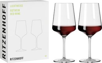 Ritzenhoff 6111005 Rotweinglas 500 ml - Serie Lichtweiss - 2 Stück im Geschenk-Set - stilvoll-modern - Made in Germany