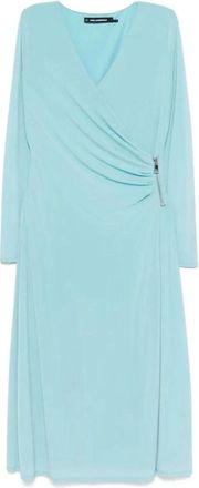 Karl Lagerfeld Femme, Robes, Bleu, Taille: 40 FR Robe Midi Asym&eacute;trique Fronc&eacute;e