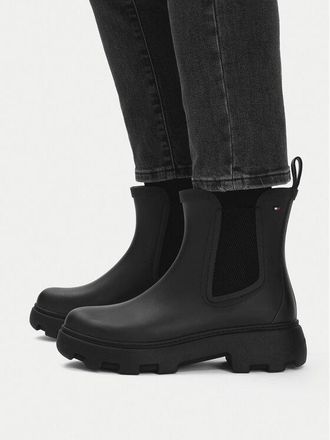 Tommy Hilfiger Gummistiefel Flag Cleated FW0FW09387 Schwarz