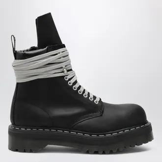 Dr. Martens Schwarze Quad Sole-Stiefel mit Stahlkappe