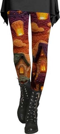 Generic Pull transparent pour femme et femme - Legging dhiver imprim&eacute; artistique - Pantalon souple et extensible - Jogging - Legging pour femme, jaune, M