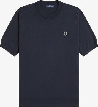 Fred Perry Feinstrick-T-Shirt mit Rundhalsausschnitt und Rippb&uuml;ndchen in