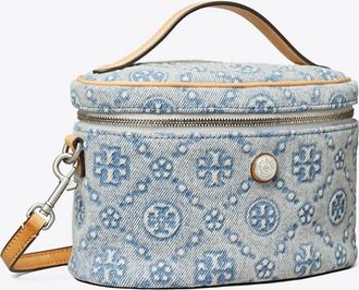 Tory Burch Damen Weiche Kosmetiktasche aus Denim mit T-Monogramm