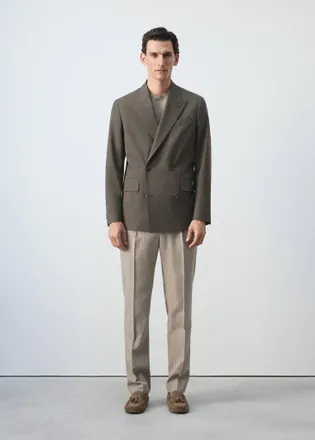Mango Veste de costume Boston coupe regular crois&eacute;e marron moyen - Homme - 46 - MANGO MAN