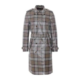 Burberry Karierter Zweireihiger Trenchcoat - - Coats - Herren - Mehrfarbig - M