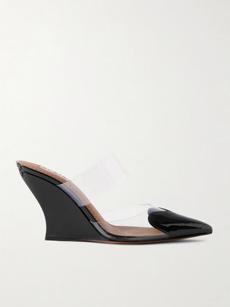 Alaia Mules Compens&eacute;es En Cuir Verni Et En Pvc Le Coeur - Noir