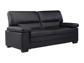 Vente-Unique Vente-Unique-Ledersofa 3-Sitzer - B&uuml;ffelleder - Schwarz - Mimas