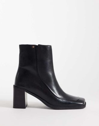 Bronx New-Corfu - Bottines montantes &agrave; bout carr&eacute; en cuir - Noir