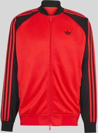 adidas Originals Relaxed Fit Sweatjacke mit Logo-Stitching und Zweiwege-Rei&szlig;verschluss