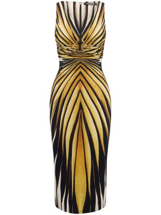 Roberto Cavalli robe mi-longue à imprimé Ray of Gold - Or