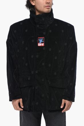 Off-white Velour Jacket HANDS OFF with All-Over Embroidery Off-White