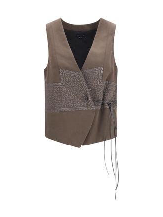 Giorgio Armani Womens Vest Washed Silk And Virgin Wool Mud Coat