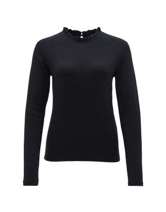 OPUS Damen Langarmshirt | SANBA Slim Longsleeve aus schimmernden Jersey Black, 42