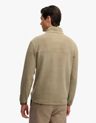 Superdry Expedition - Fleece-Oberteil in Silber-Salbeigr&uuml;n mit kurzem Rei&szlig;verschluss