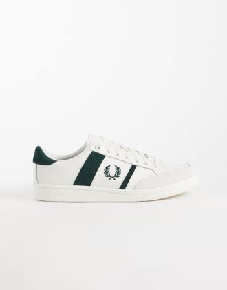 Fred Perry B725 baskets en daim et cuir &agrave; rayures blanches et vertes-Multi