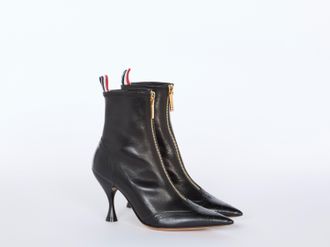 Thom Browne Womens Bottine Wingtip &Agrave; Talon Courbe Rond 90mm En Veau Lisse Black Boot