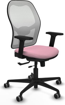 Piqueras y Crespo Jorquera Schreibtischstuhl wei&szlig; und rosa mit 2D-Armen, h&ouml;henverstellbare Lendenwirbelst&uuml;tze, ausgestattet mit Syncro/Traslack und injiziertem Schaumst