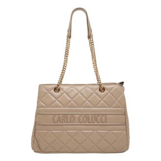 Carlo Colucci Femme, Sacs, Brun, Taille: ONE Size Quilted Shopper