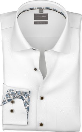 Olymp Herren Oberhemd Langarm 100184,Einfarbig,Comfort Fit 25,New Kent,Weiss 00,44