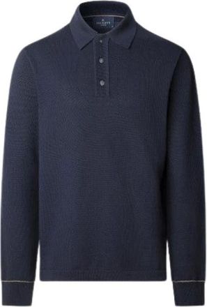 Hackett Polo en maille textur&eacute;e en coton et soie &agrave; manches longues - Homme - Tops - Bleu - Taille: M