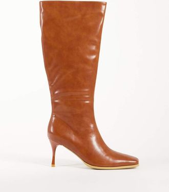 Glamorous bottes hauteur genou &agrave; bout carr&eacute; et talon en camel vieilli-Marron