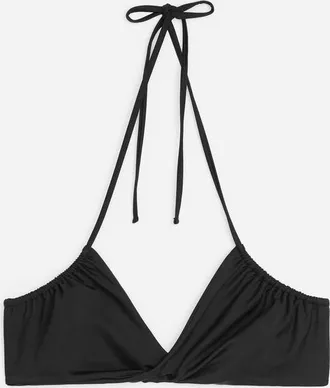 Arket Gerafftes Triangel-Bikinioberteil -Schwarz