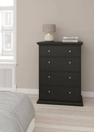 Dmora Kommode Arlette, Mehrzweckkommode, Schlafzimmerkommode, Schrank mit Schubladen, 86x52 h116 cm, Schwarz