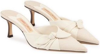 Jimmy Choo London Mules &agrave; talon Livi 65 en toile et cuir