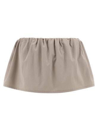 Miu Miu Cotton Twill with Contrast Inserts Skirt - Gray