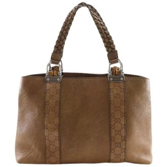 Gucci Pre-owned Sac cabas en cuir Shima Bamboo Bar - Femme - Pre-owned - Brun - Taille: ONE Size