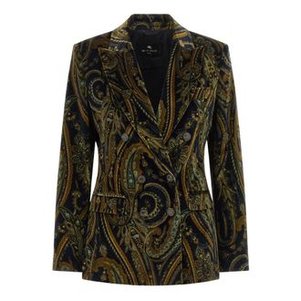 Etro Paisley Baumwoll-Samt-Sakko mit doppelreihiger Knopfleiste - - Jackets - Damen - Blau - XS