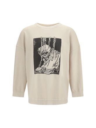 Our Legacy Mens Sweatshirt Angry Fan Mail Beige Multicolour Cotton Sweatshirts Sweater