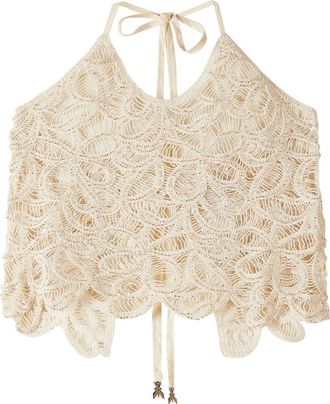 Patrizia Pepe Femme, Tops, Beige, Taille: 42 FR Crochet Floral Top