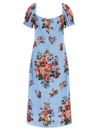 Dolce & Gabbana Womens Blue Silk Midi Dress