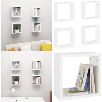 vidaXL W&uuml;rfelregale 4 Stk. Wei&szlig; 30x15x30 cm - Wandregal - Holzregal - Wohnwandregal - Wei&szlig;es Regal - Stauraum - Home & Living