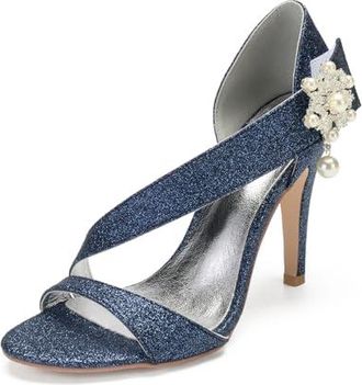 Generic Femmes Mariage Talons Hauts Mari&eacute;e Peep Toe &Eacute;t&eacute; &Eacute;l&eacute;gante Stylet Talons Sandales Heels Chaussure Mariage 10.5Cm,Dark Blue,36 EU