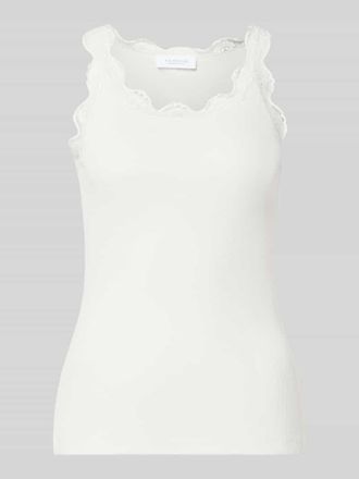 Rich & Royal Slim Fit Top mit Spitzenbesatz aus reiner Baumwolle