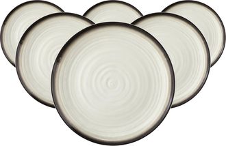 SELTMANN WEIDEN Terra Fr&uuml;hst&uuml;cksteller 6er Set, 22 cm, Dessertteller mit spiralf&ouml;rmigem Relief, Sp&uuml;lmaschinen- und mikrowellenfest, Porzellan, Corso