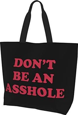 AOOEDM Dont Be An Asshole Ladies Canvas Tote Sac &agrave; provisions r&eacute;utilisable
