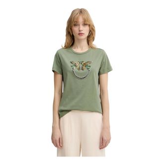 Pinko Pinko, Femme, Tops, Vert, Taille: 36 FR T-shirt Quentin