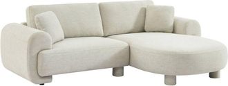 Sweeek 3-Sitzer Ecksofa Recamiere rechts mit Stoffbezug, runde F&uuml;&szlig;e, Stoff, Creme