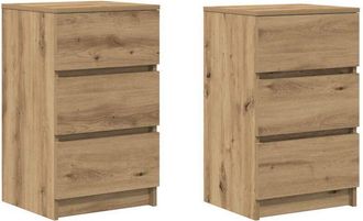 vidaXL Nachttische mit 3 Schubladen 2 Stk. Artisan-Eiche 39x35x65 cm vidaXL